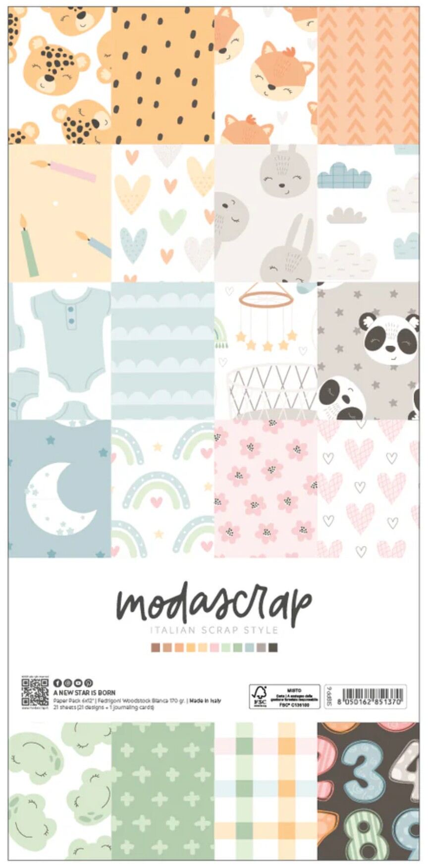 Sada papírů MODA SCRAP 6 x12" - A new star is born - sada 21 listů ...